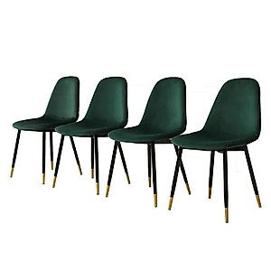 Roundhill Furniture Lassan Contemporary Fabric Dining Chairs, Set of 4, Wood, 22.25"D x 17.25"W x 33.25"H, Green