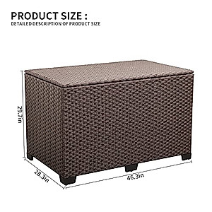 Valita Outdoor Wicker Storage Box, Big Size,Resin Brown Rattan Deck Bin with Lid, 150 Gallon,Water-resistant Liner Container for Patio Gardening Tools, Cushions, Pool Accessory,Pillows