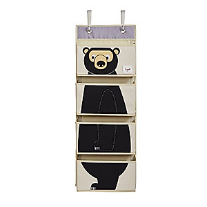 3 Sprouts Over The Door Baby Organizer - Essential Newborn Nursery Storage, Stuffed Animal Holder and Toy Organizer for Room and Closet - Bathroom and Bedroom Storage Solution - Hooks Included, Bear