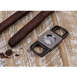 Prestige Import Group - Textured High End Guillotine Cutter - Cuts up to 62 Ring Gauge - Color: Gun Metal