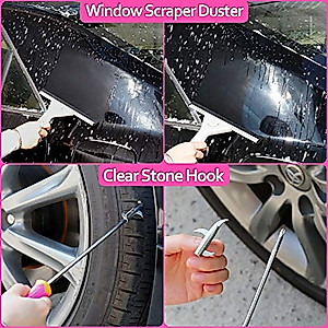 THINKWORK Pink Car Detailing Cleaning Kit, Car Wash Kit, Car Accessories for Women Suitable for Small and Medium Vehicles Such As Cars, Trucks, Suvs(17pcs)