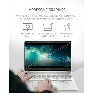 HP 2023 15.6-inch HD Micro-Edge Laptop, AMD Ryzen 3-3250U Processor, 16GB RAM, 1TB SSD Storage, Windows 11 Home, Long-Lasting Battery, Fast Charge, 720p Webcam, Natural Silver