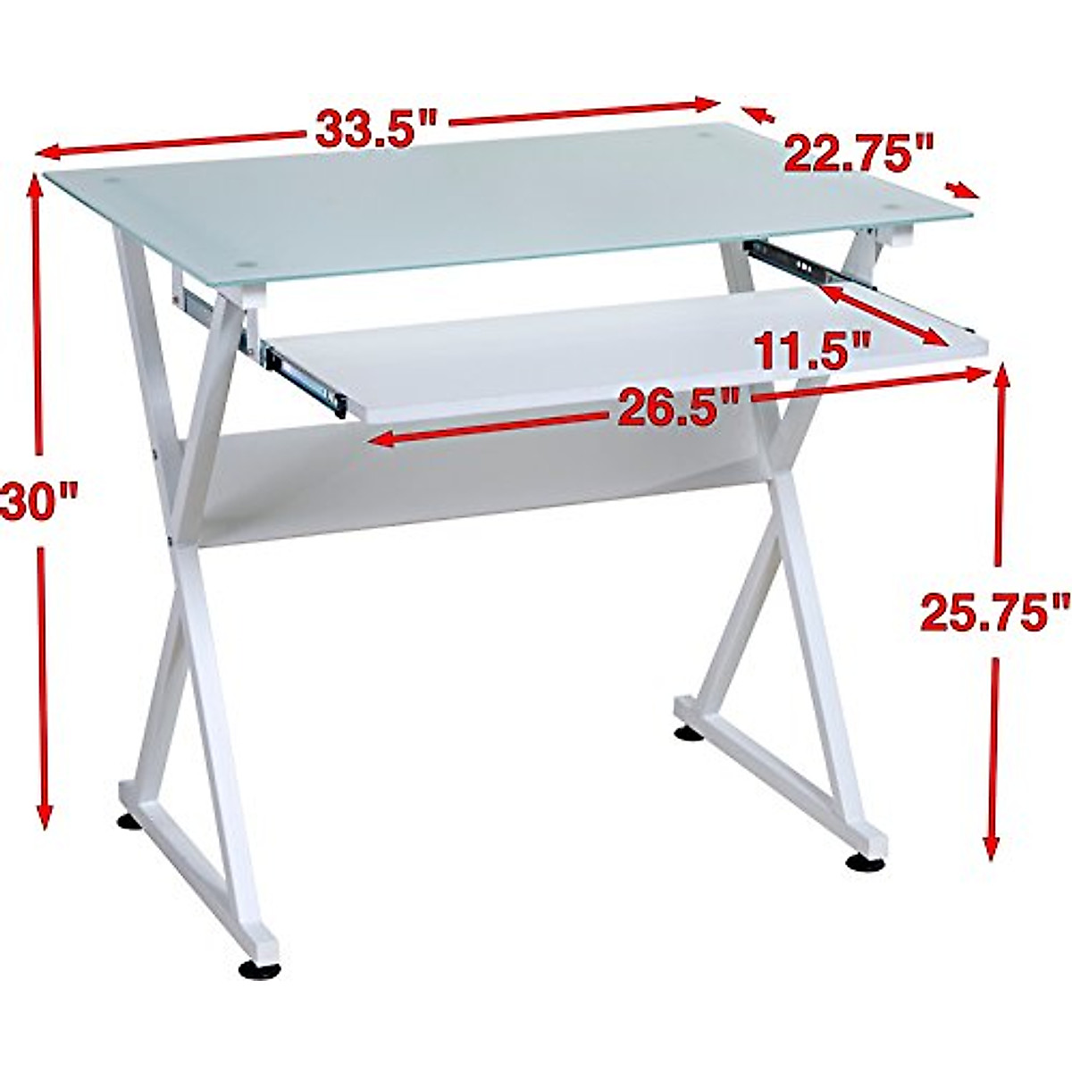 OneSpace Ultramodern Glass Computer Desk, White