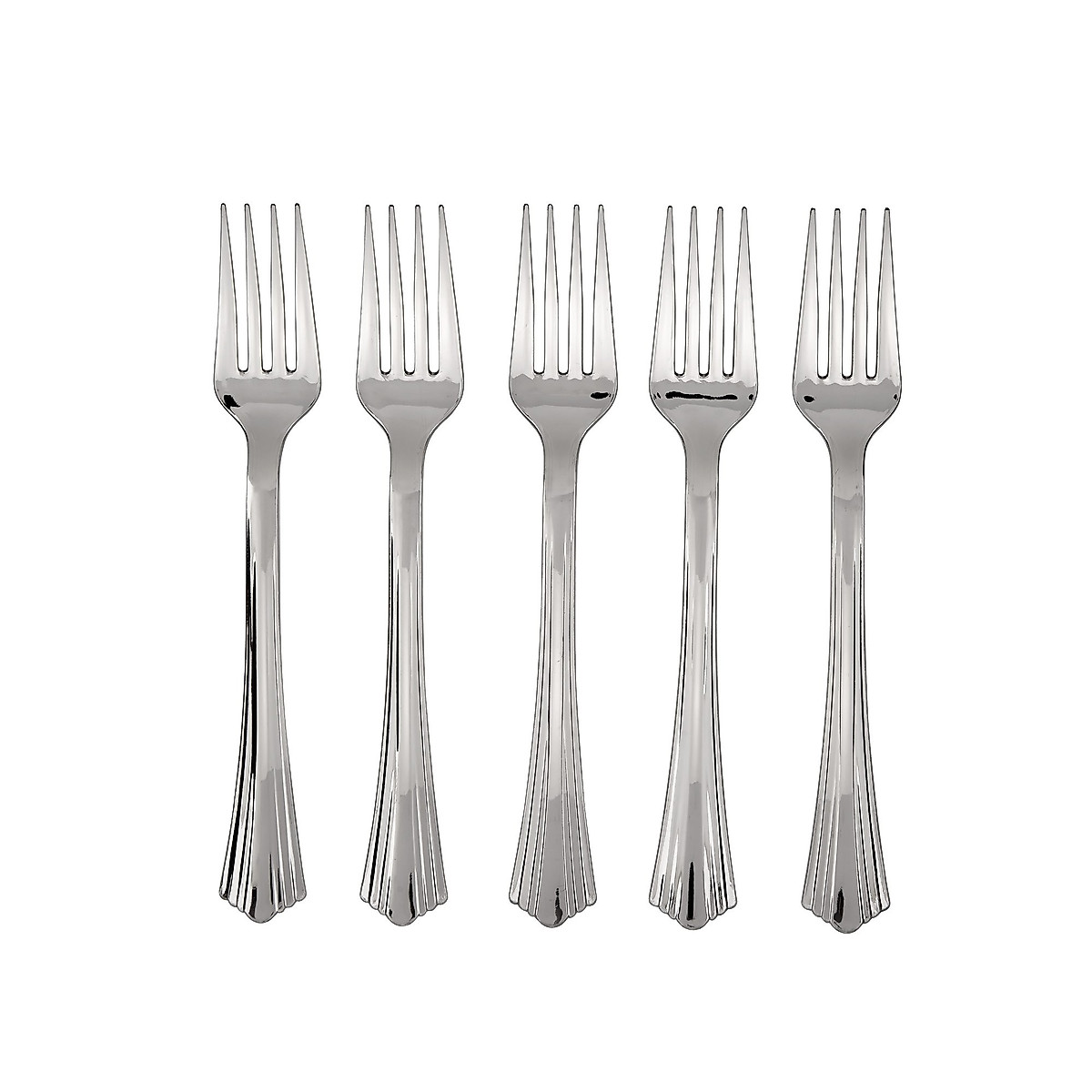 WNA Reflections Heavyweight Plastic Utensils, Fork, Silver, 80/box