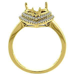 PIERA 14K Yellow Gold Natural Morganite Ring Heart Shape 8 mm Diamond Accents, size 8