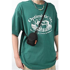 Mini Backpack(3.54"L x 1.57"W x 4.72"H) Coin Purse with Keychain, Crossbody Bag, Halter Bag, Headphone Bag (black)