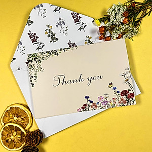 Thank You Cards, 4x6 Inch Vintage Flower Thank You Cards with Envelopes, Elegant Floral Design, Blank Thank You Cards Bulk for Birthday, Wedding, Anniversary, 20 Pack