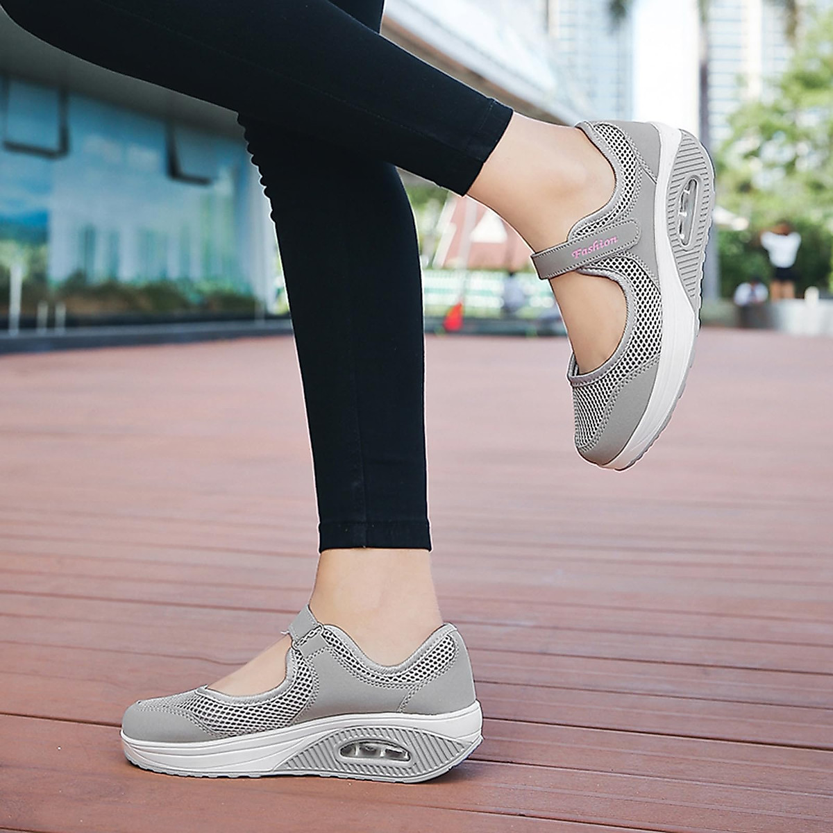 Women's Comfortable Working Nurse Shoes Non-Slip Adjustable Breathable Walking Buffer Fitness Casual Nursing Orthotic Lightweight Shoes Arthritis Diabetes Heel Pain Grey