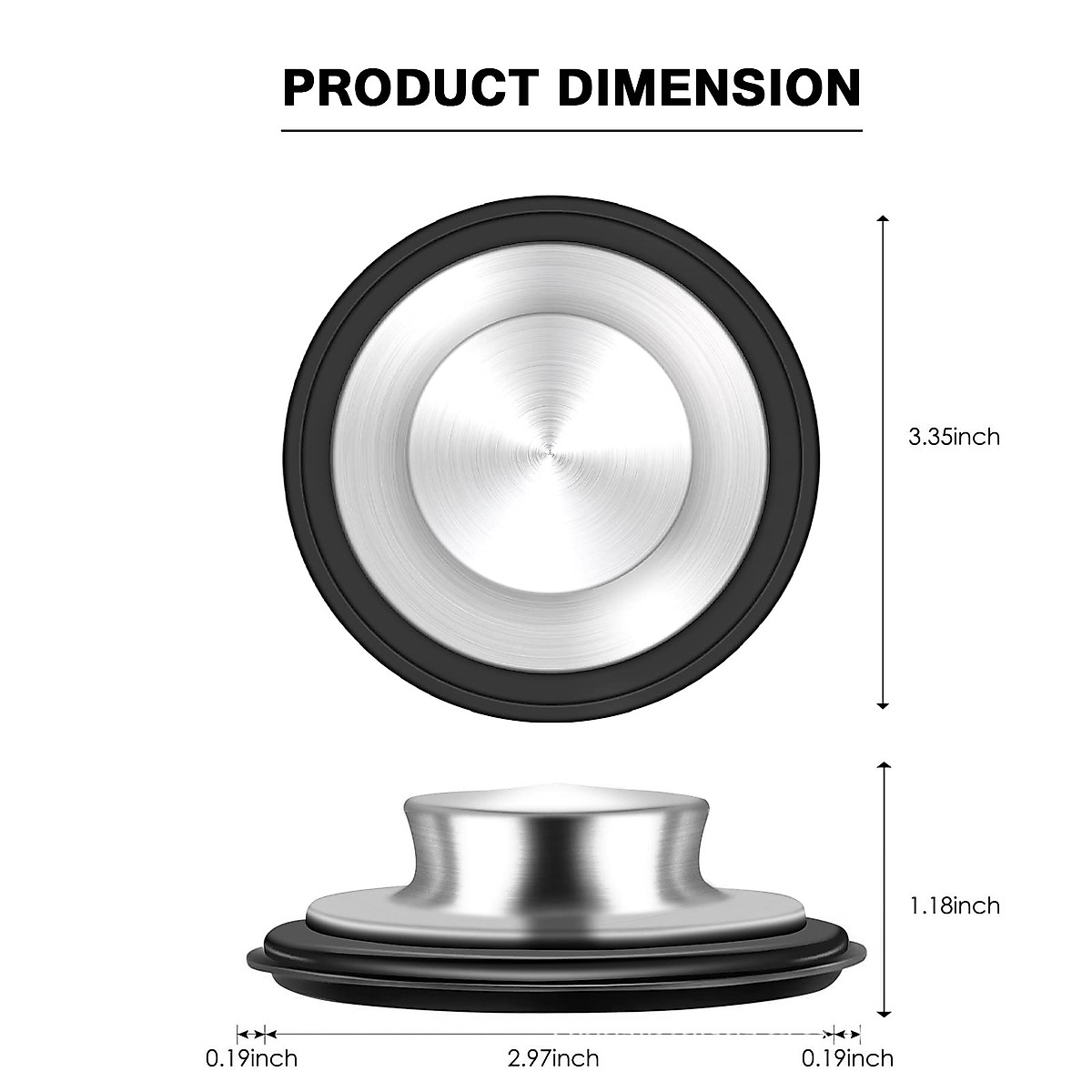 Sink Stopper 3.35 Inch Kitchen Stainless Steel Garbage Disposal Sink Plug for Insinkerator Kitchenaid Waste King Kohler and so on