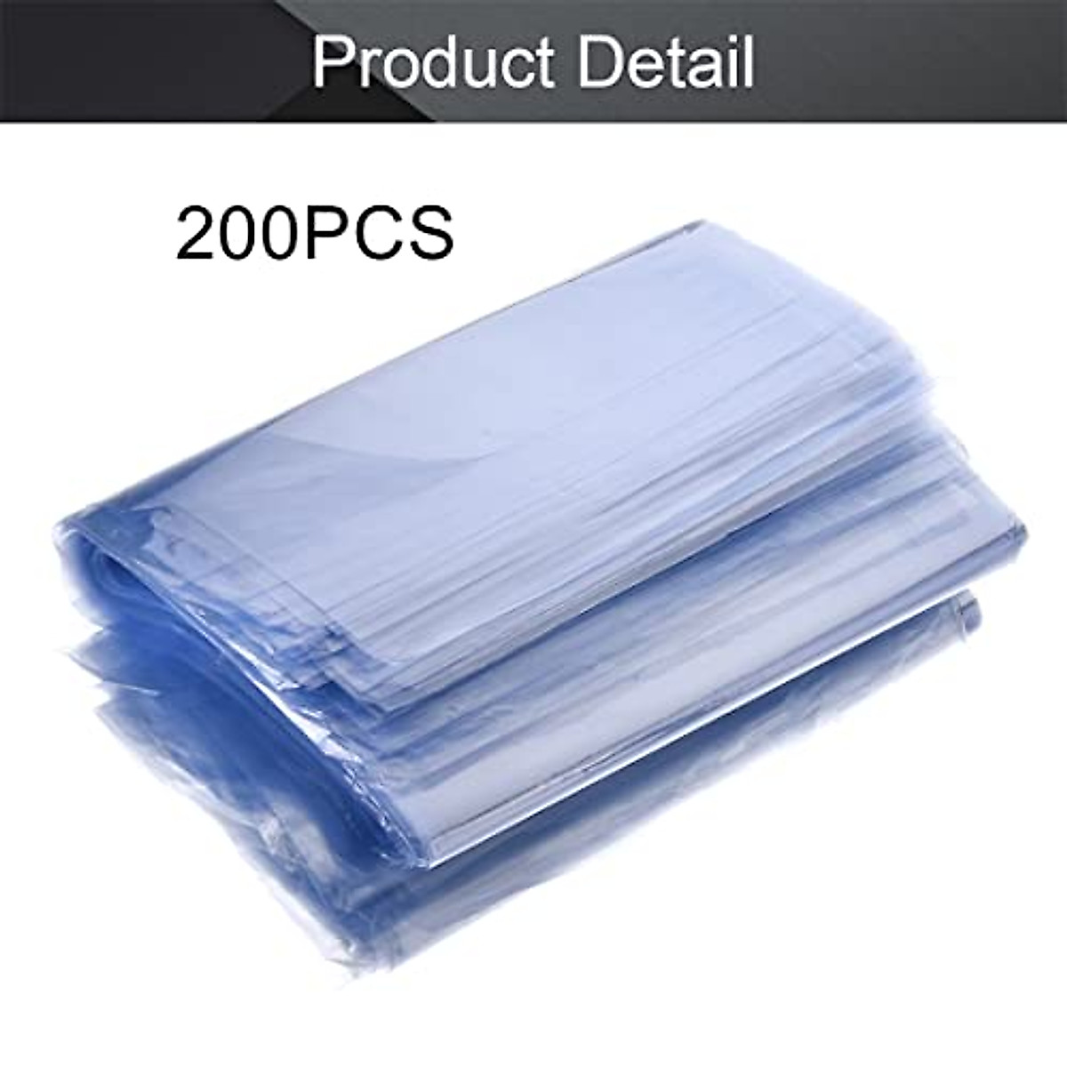 Othmro Shrink Bags, PVC Heat Shrink Wrap Bags, 20 x 45cm Shrinkable Wrapping Packaging Bags Industrial Packaging Sealer Bags,Light Blue 200pcs