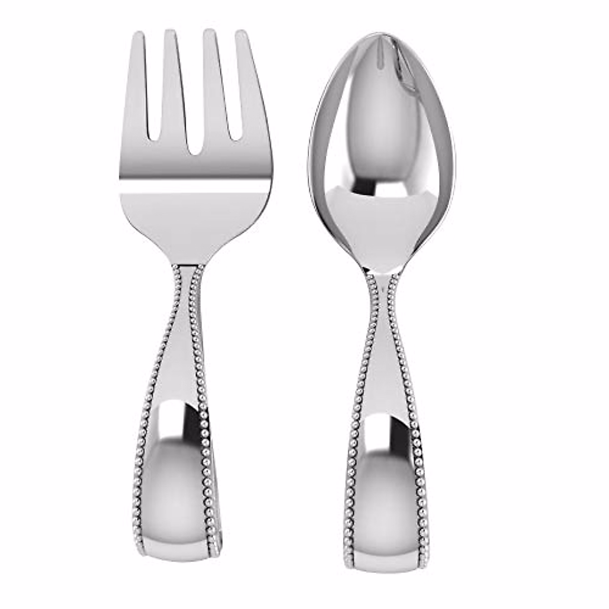 MiZa Sterling Silver Beaded Loop Spoon Fork Set