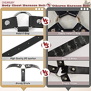 CHEARUBY Goth Belt Gothic Clothes for Women Punk Accessories Plus Size Elastic Belts PU Leather Fashion Adjustable Waist Body Chain Rave Halloween XXXL
