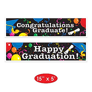 Beistle 2-Pack Graduation Banners, 15-Inch by 5-Feet