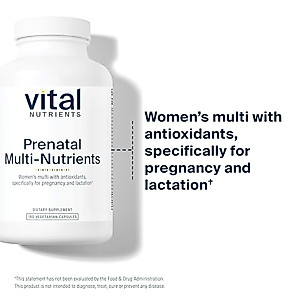 Vital Nutrients - PreNatal Multi-Nutrients - Women's Multi-Vitamin/Mineral Formula with Potent Antioxidants - 180 Vegetarian Capsules per Bottle