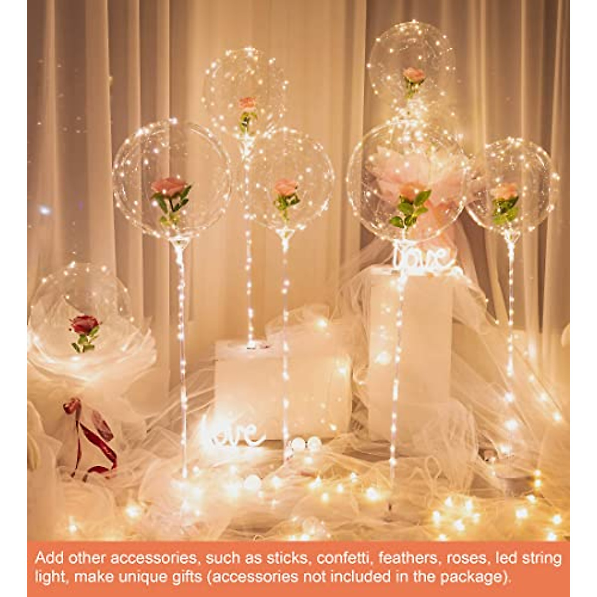 24 Inch Clear Balloons Bobo Balloons, 30 Pcs Clear Balloons for Stuffing, Big Transparent Bubble Balloons, Large Helium Balloon for Wedding Birthday Graduation Christmas Party Decorations