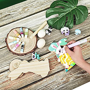 4Pcs Easter Wooden Bunny Cutouts Unfinished Bunny Tiered Tray Decor Large Wood Bunny Table Wooden Signs Easter Spring Ornament for DIY Craft Party Desk Office Home Classroom Decor