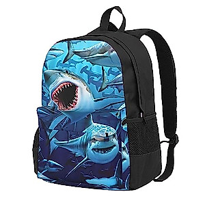 JASMODER Hungry Sharks Laptop Backpack Hiking Travel Daypack For Men Women And Youth