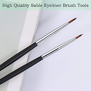 Eye Makeup Sable Eyeliner Brushes, 6 Pcs Ultra Fine Soft Sable Eyeliner Makeup Tools for Women to Accurately Apply Gel and Wet Powder