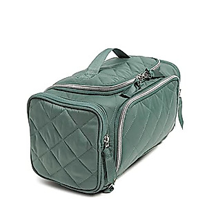 Vera Bradley Women's Performance Twill Large Travel Cosmetic Makeup Organizer Bag, Olive Leaf, One Size