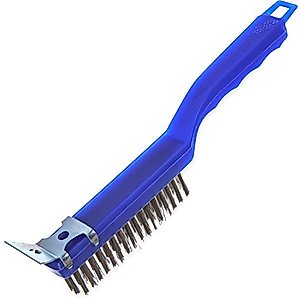 SPARTA 4067200 Flo-Pac Plastic Kitchen Brush, Grill Cleaning Brush, Griddle Brush With Scraper For Kitchen, Restaurant, Home , 11.375 Inches, Blue