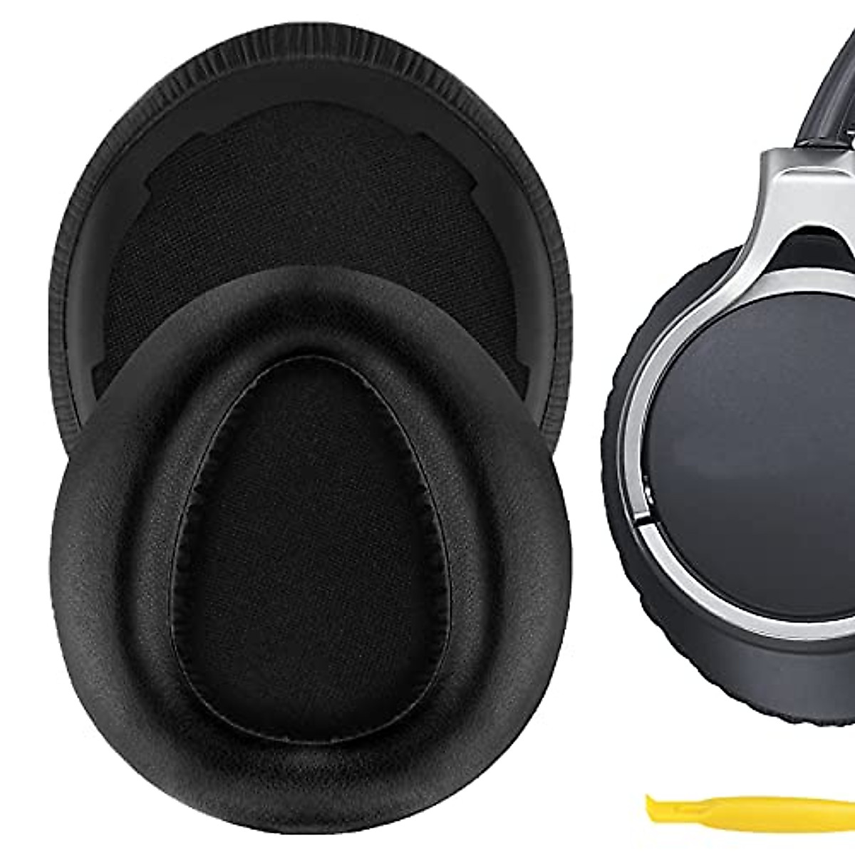 Geekria QuickFit Replacement Ear Pads for Sony MDR-10RBT, MDR-10RNC, MDR-10R Headphones Ear Cushions, Headset Earpads, Ear Cups Cover Repair Parts (Black)