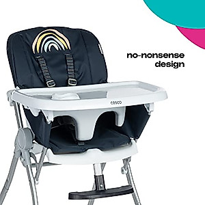 Cosco Simple Fold Adjustable High Chair, Folds Flat and Stands on its own, Making it Easy to Store or take on The go, Rainbow