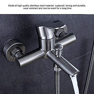 Fdit Faucet Brushed Stainless Steel Bathroom Shower Valve Bathtub Household Triple Towel Rings