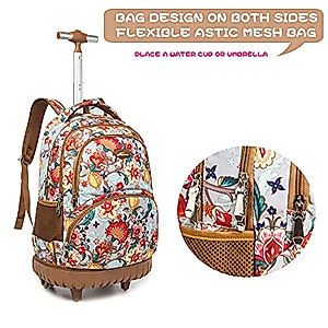 Jasminestar Rolling Backpack 18 inch Wheeled Kids Backpack with Lunch Bag and Pencil Case for Boys and Girls