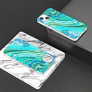 MATEPROX Compatible with iPhone 13 Mini Case iPhone 12 Mini case,Marble Design Slim Thin Stylish Geometric Cover(Frosted Green)