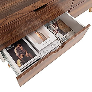 EazeHome 6 Drawer Dresser, Wood Storage Chest of Drawers, Rustic Style Dresser with Wide Drawers, Double Dresser for Bedroom