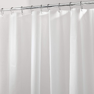 iDesign PEVA Mold and Mildew Resistant Plastic Shower Curtain Liner for Use Alone or With Fabric Curtain, Set of 2, 72” x 72”, White
