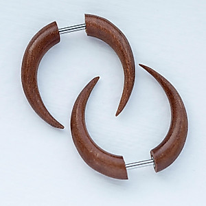 16G Organic Sawo Wood Fake Pincher Taper Plugs, Sold as a Pair (8mm)