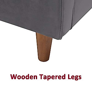 HABITRIO Loveseat, Modern Velvet Upholstered Sofa Bed w/Square Armrest, Tapered Legs, 2 Individual Backs w/ 3 Adjustable Position, 78” Sofa Couch, Easy Assembly for Living Room, Bedroom (Grey)