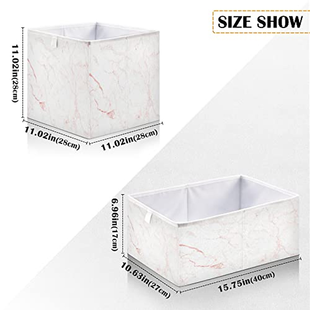 ALAZA Collapsible Storage Cubes Organizer,Rose Gold Marble Storage Containers Closet Shelf Organizer with Handles for Home Office