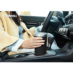 SUNWILL 20oz Tumbler with Lid, Stainless Steel Vacuum Insulated Double Wall Travel Tumbler, Durable Insulated Coffee Mug, Powder Coated Black, Thermal Cup with Splash Proof Sliding Lid