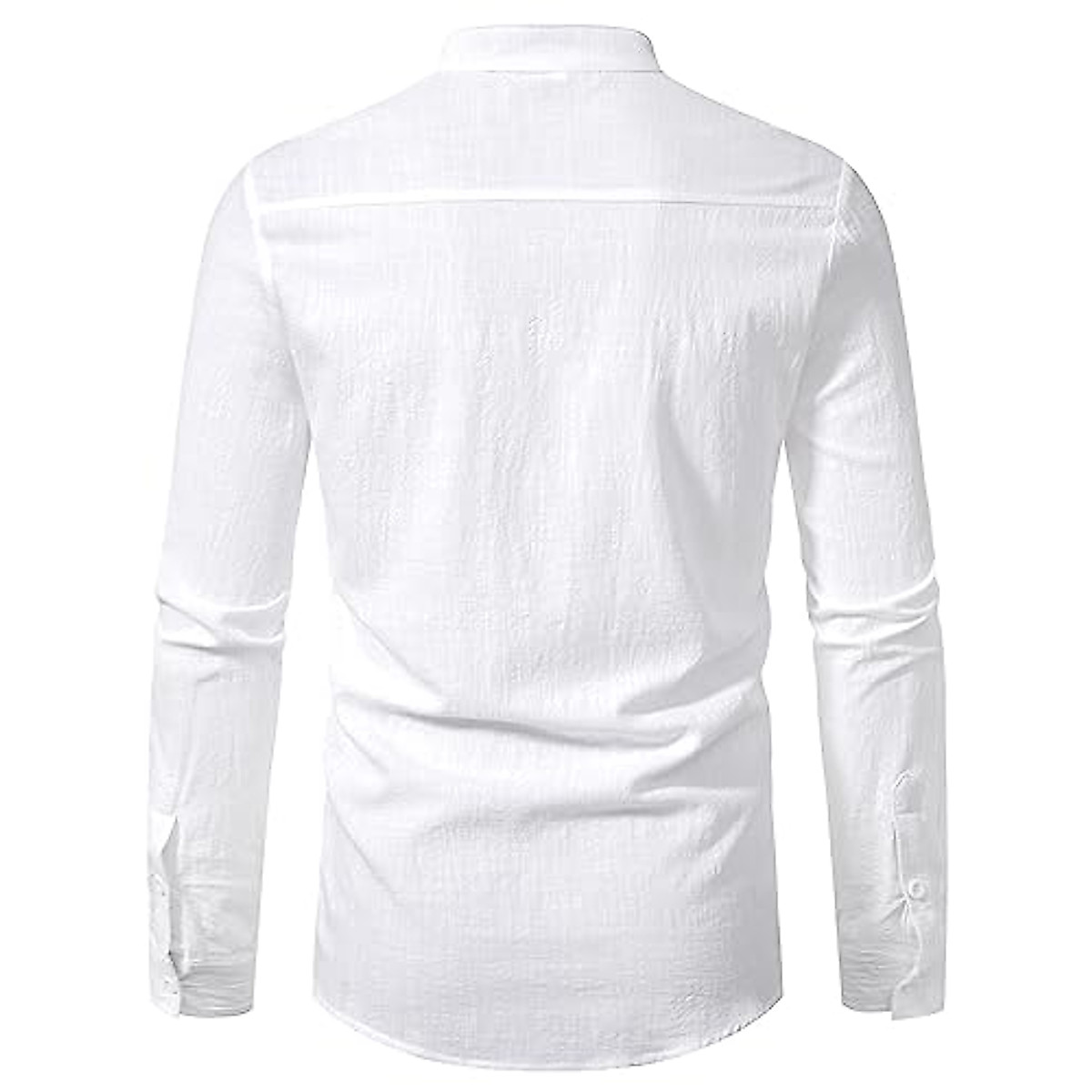Hakjay Cotton Linen Shirts for Men Casual Shirts Long Sleeve Henley Beach Shirts Hawaiian T Shirts for Men White Large