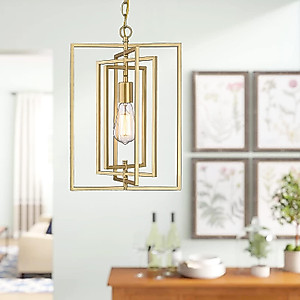 Kitchen Island Pendant Lighting, Farmhouse Indoor 1-Light Ceiling Pendant Lamp, Hanging Light Fixture for Hallway, Dining Room, Foyer and Bedroom (Gold)