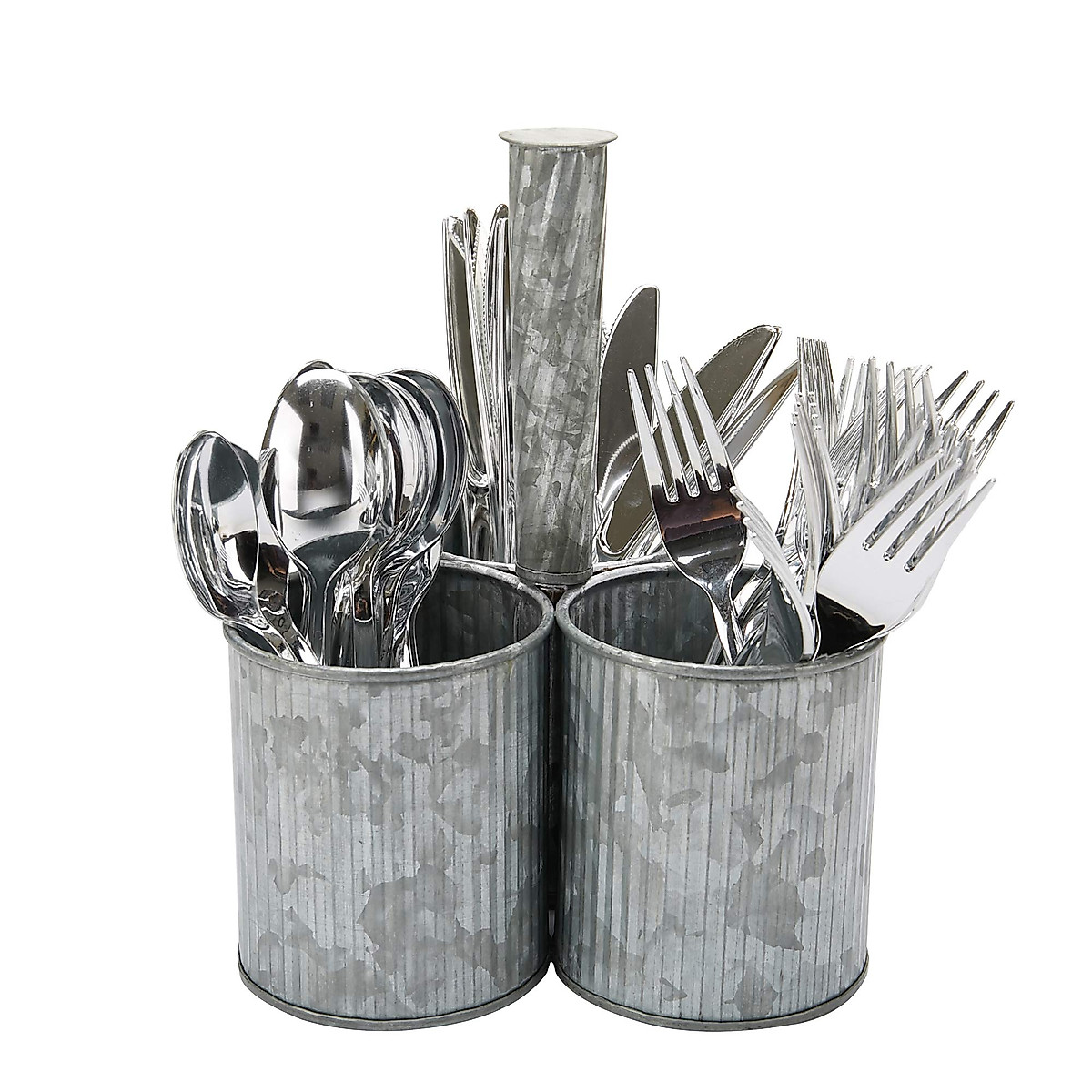 Mind Reader 3-Compartment Caddy Utensil Holder, Silver