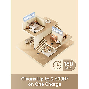 dreame D9 Max Robot Vacuum and Mop Combo, LiDAR Navigation, 4000Pa Strong Suction Power, 180mins Runtime, 2-in-1 Sweep and Mop, Compatible with Alexa