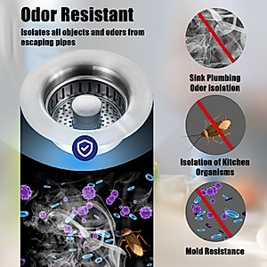 Drain Stopper Kitchen Sink Drain Strainer 3 in 1 Pop up Sink Stopper Stainless Steel Strainers for Kitchen Anti-Clogging and Fast Drainage Sink Stoppers for US Standard 3-1/2 Inch Kitchen Drain