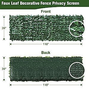 SEKKVY 39" x 118" Artificial Hedges Faux Ivy Privacy Fence Screen Peach Leaves Panels with Mesh Backing - Vine Decoration for Outdoor Decor, Garden, Yard