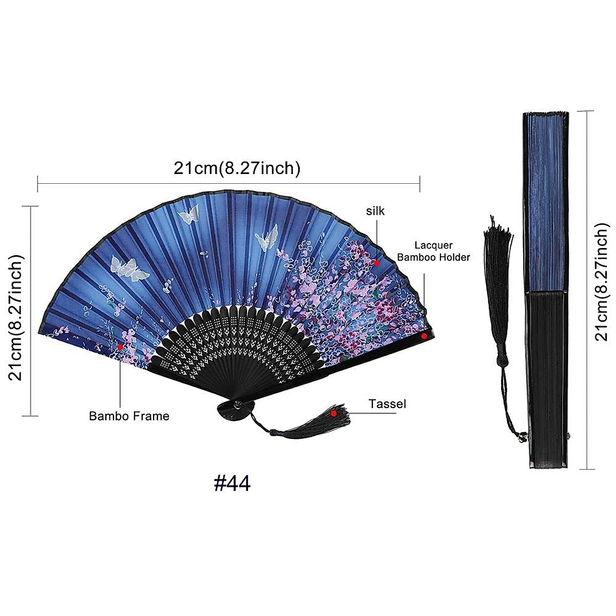 WEISHA Folding Handheld Flower Fan 1PC Vintage Chinese Style Dance Wedding Party Lace Silk Folding Handheld Flower Fan Party Performance Props(52)