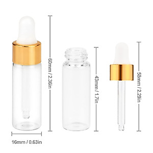 Pack of 35,5ml Clear Glass Dropper Bottle,Empty Glass Sample Vials with Glass Eye Dropper for DIY Aromatherapy Essential Oils Travel Perfume Container Liquid Sample Blends -Free dropper included
