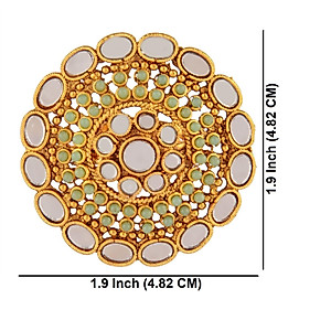 Efulgenz Indian Bollywood Traditional Antique Round Pearl Crystal Kundan Meenakari Adjustable Big Ring Finger Jewelry