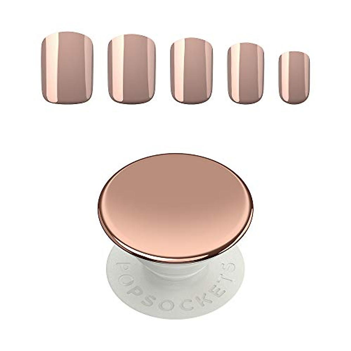 PopSockets: 30 Gel Nails and Matching PopGrip with Swappable Top for Phones and Tablets - Rose Gold Mirror