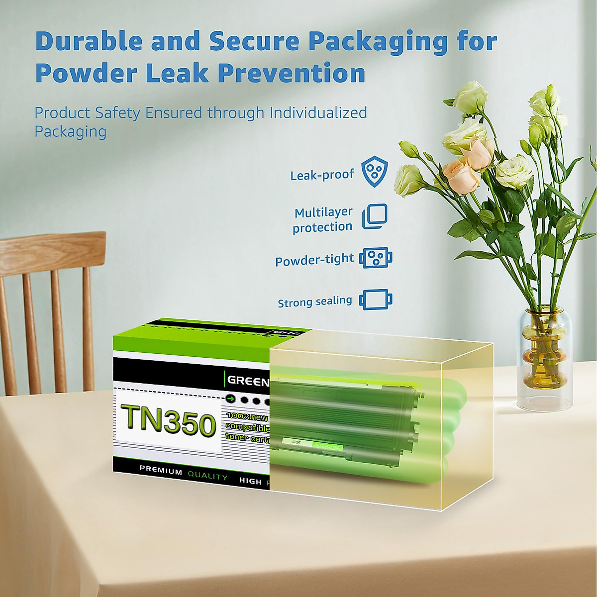 greencycle 1 Pack TN350 TN-350 Black Toner Cartridge Replacement Compatible for Brother MFC-7420 MFC-7820n DCP-7020 Printers