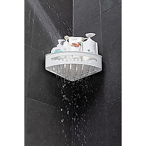 Shower Caddy Suction Cup Set, No-Tool No-Drill No Glue Installation Shower Organizer Set, Removable Suction Corner Shower Shelf Set, Kitchen Organizer Set, Bathroom Caddy Set - Pack of 5, White, Including Corner Caddy, Double Layer Soap Dish, Toothbrush/T