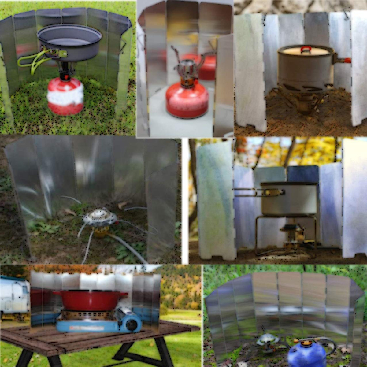 GCIYAEN Folding Stove Windscreen Outdoor Camping Stove Windshield with Carrying Bag (650 X 135mm 9 Plates)