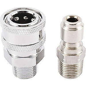 Toolly Stainless Steel High Pressure Washer Ball Valve Kit, 3/8 Inch Quick Connect for Power Washer Hose, 4500 PSI