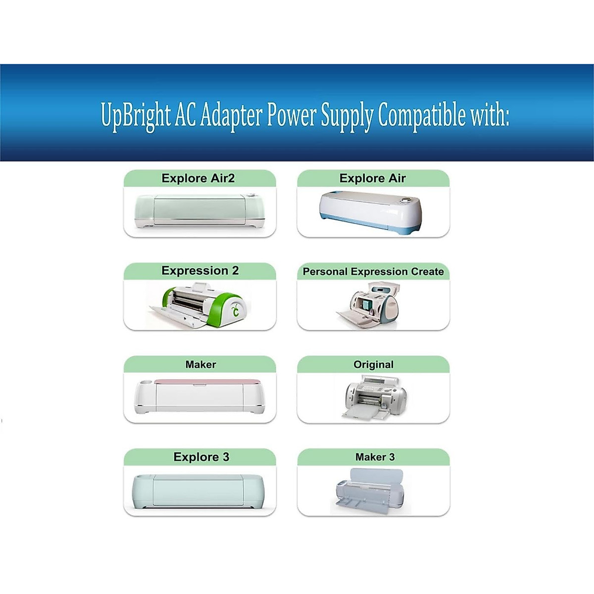 UpBright 18V 2.5A AC/DC Adapter Compatible with Cricut Explore Air 2 Expression 2 Create Mini Cake Maker Cutting Machine Cutter 14-0001 JOD-SWR-05758 KSAH1800250T1M2 KSAS0451800250M2 Power Supply Cord